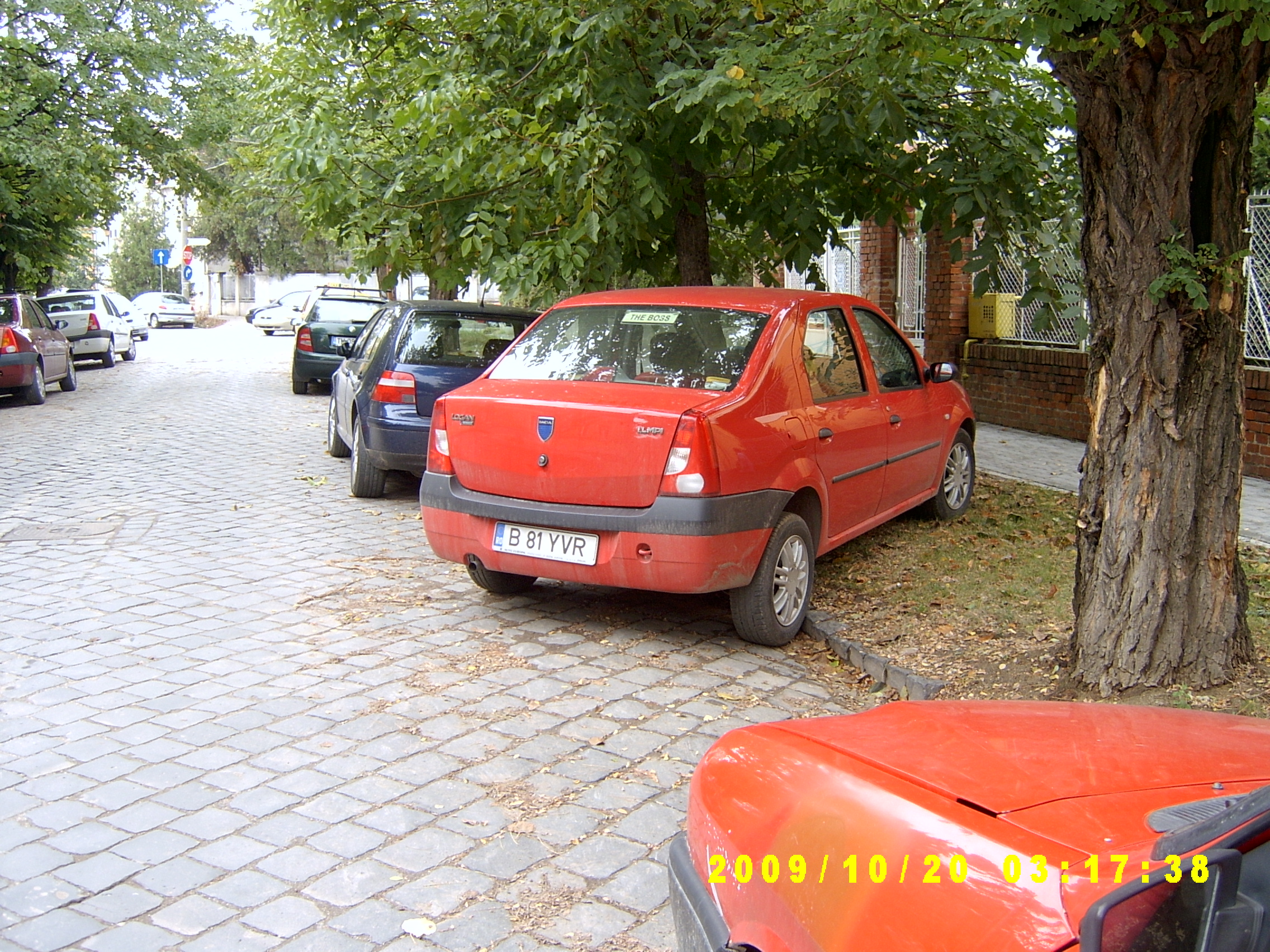 Maşini parcate pe spaţiul verde