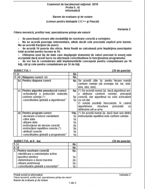 Subiecte Informatica BAC 2018. Subiectele la C/C++ şi Pascal. Barem ...