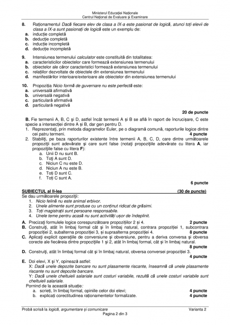 Subiecte Logica BAC 2018. Regula definirii logice. Ce regulă este ...
