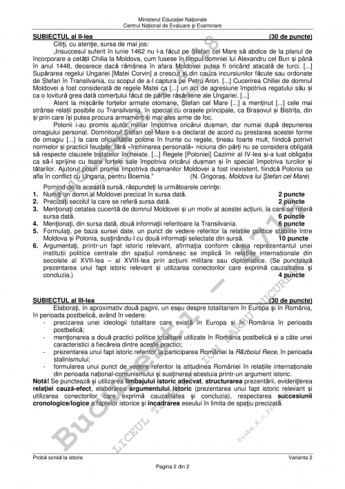 Barem istorie BAC 2018 - Tactica de punctaj maxim la subiectul 3