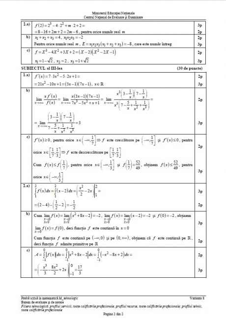 EDU.ro Subiecte Matematică BAC 2019 // M1, M2, M3 + barem și răspunsuri